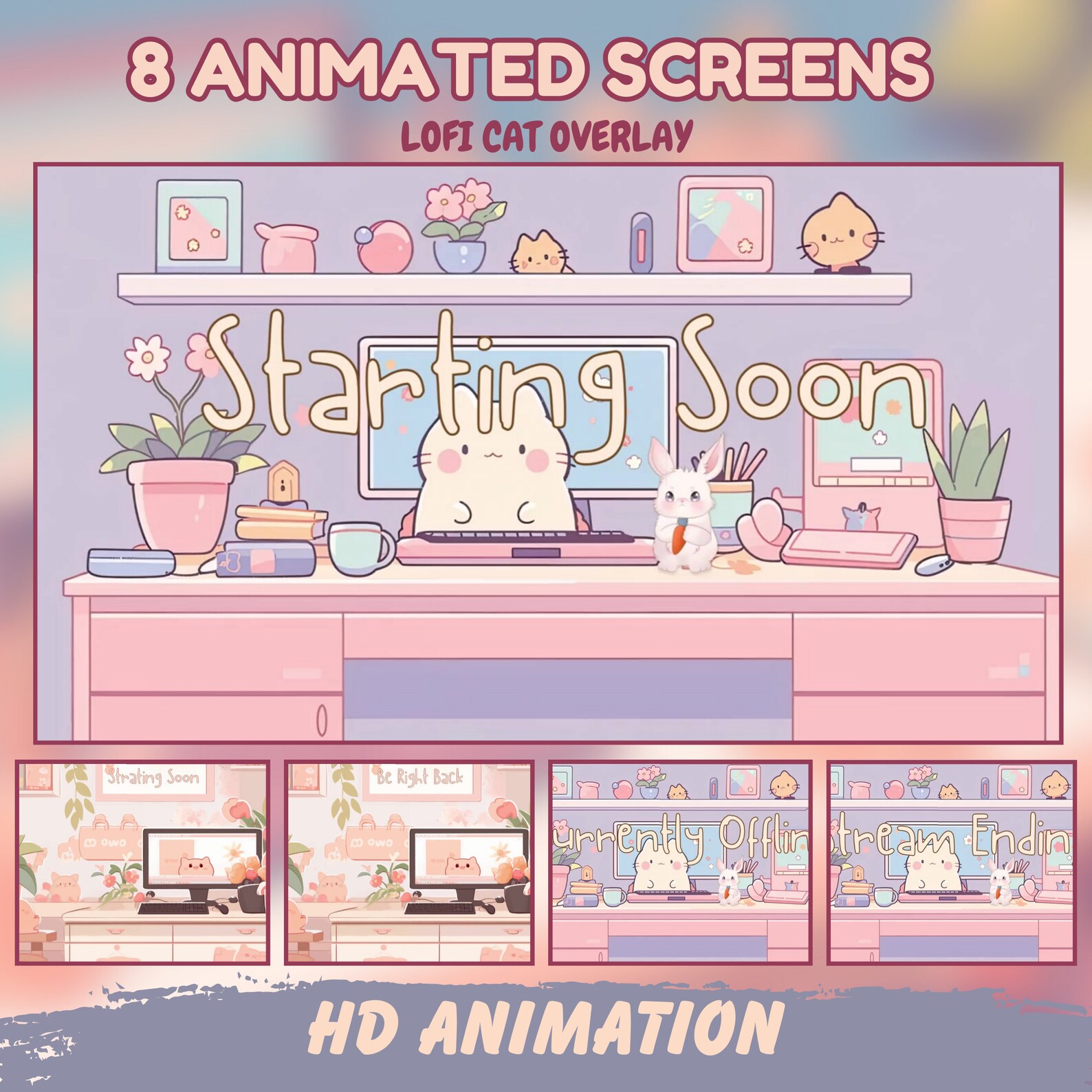 Lofi Aesthetic Stream Overlay Package, Lofi Stream Package, Stream ...