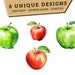 Watercolor Apples Clipart Fall Fruit PNG Autumn Harvest Clipart Food ...