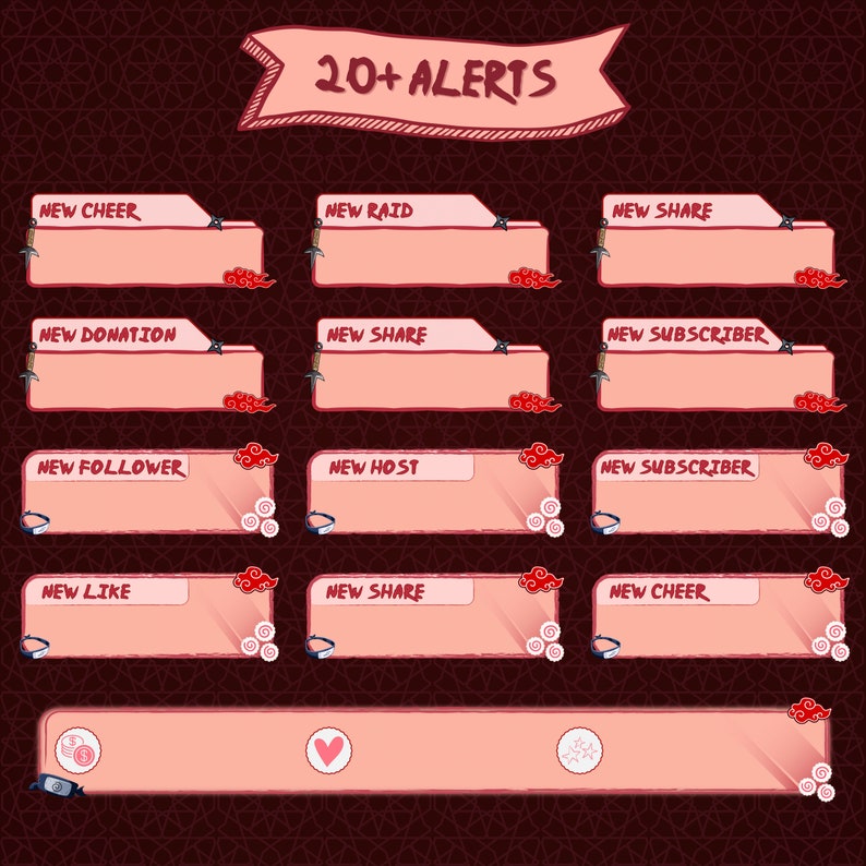 Ninja Stream Animated Twitch Overlay Cute Stream Overlay Package Stream ...