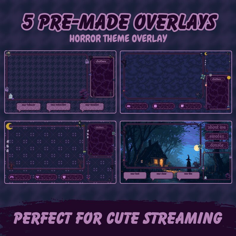 Pixel Art Halloween Stream Overlay: Animated Horror Theme (digital ...