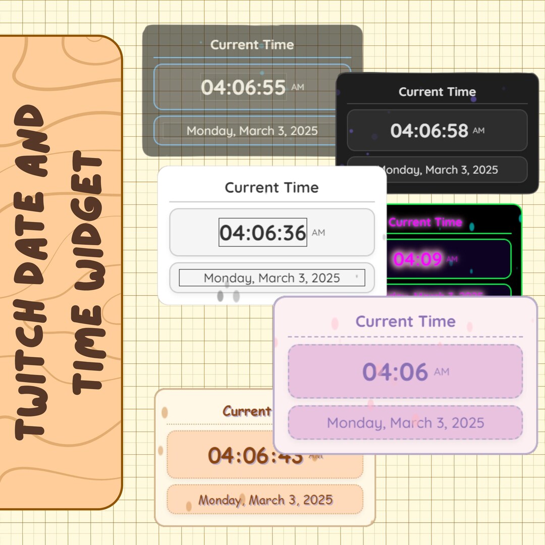 Date & Time Widget - Pastel Themes With Animations Local/time Zone for ...