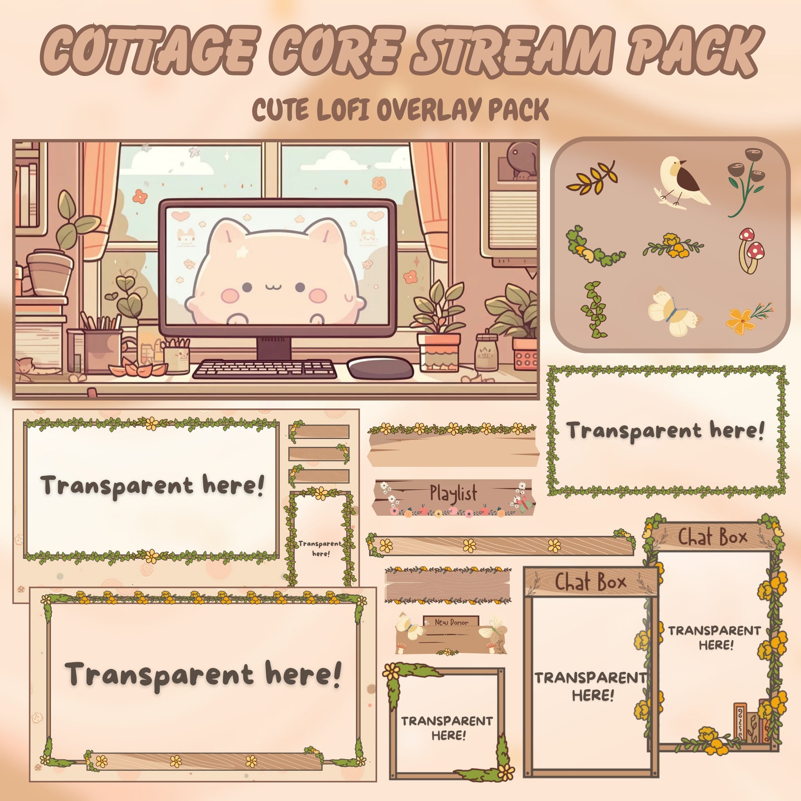Twitch Overlay - Cottage Core Theme Twitch Overlays - OBS Scenes ...