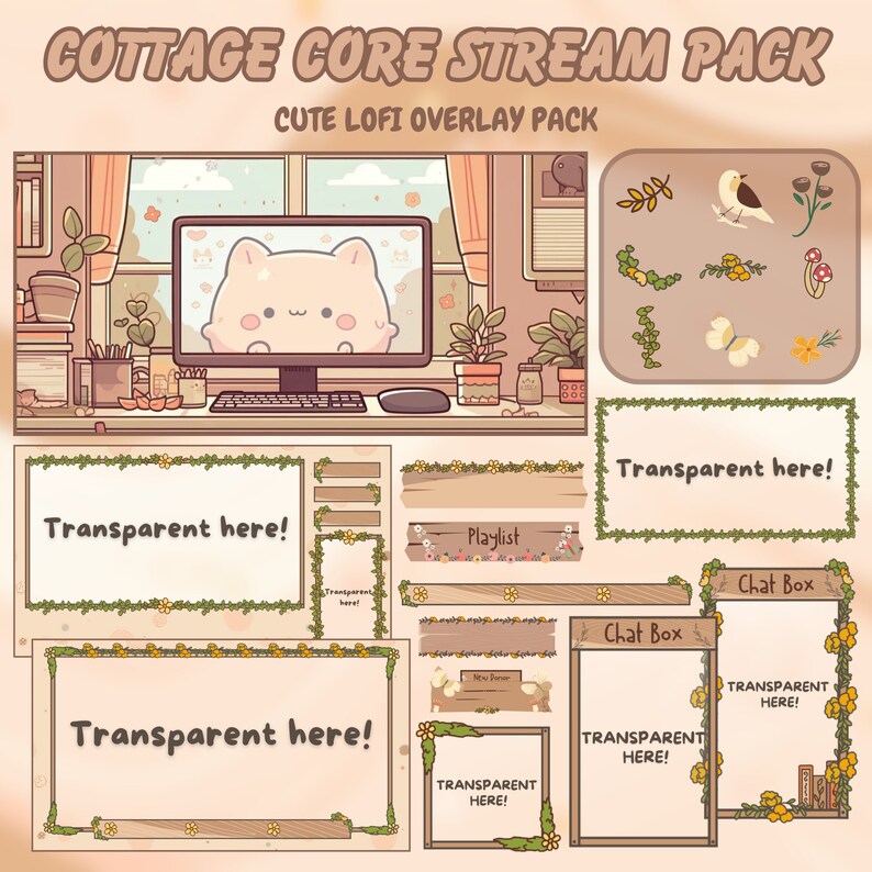 Twitch Overlay - Cottage Core Theme Twitch Overlays - OBS Scenes ...