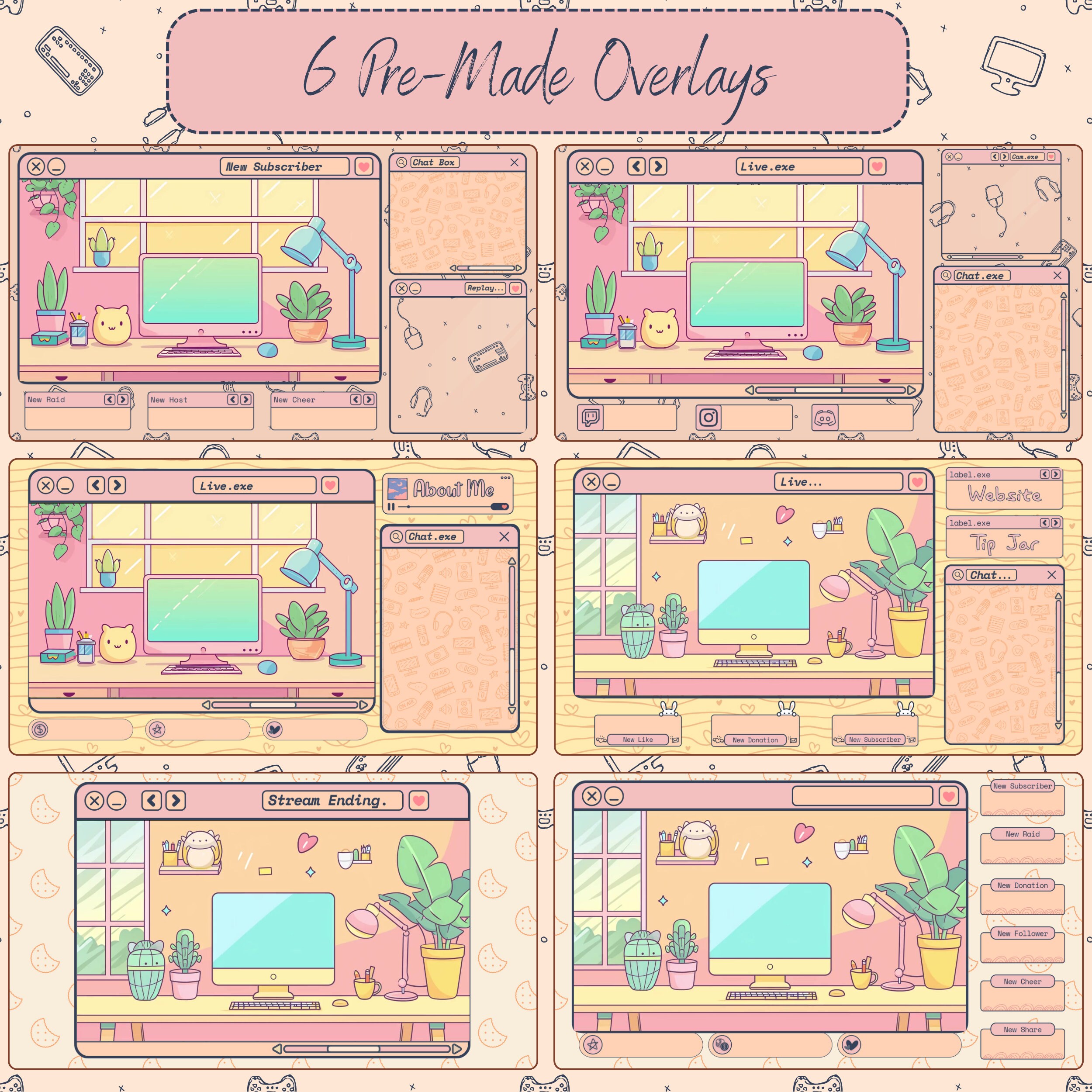 Cute Lofi Animated Twitch Overlay Cozy Music Overlay Cozy Backgrounds ...