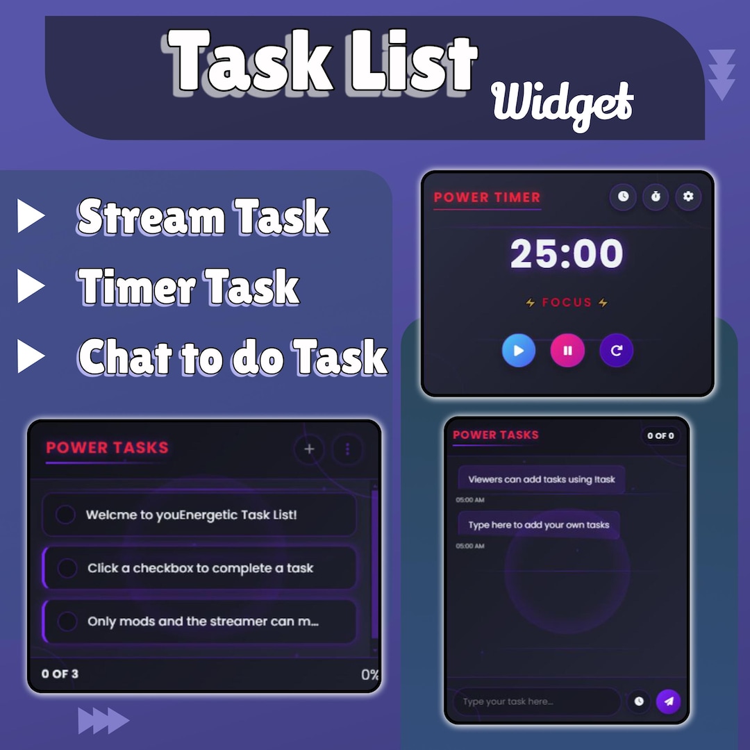 Stream Tasklist Widget: Pomodoro Timer & To-do List - Obs/twitch (digital Download) - Etsy