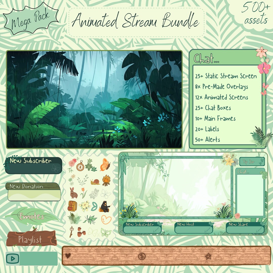 Jungle Stream Package: Animated Twitch Overlay With Alerts - Etsy