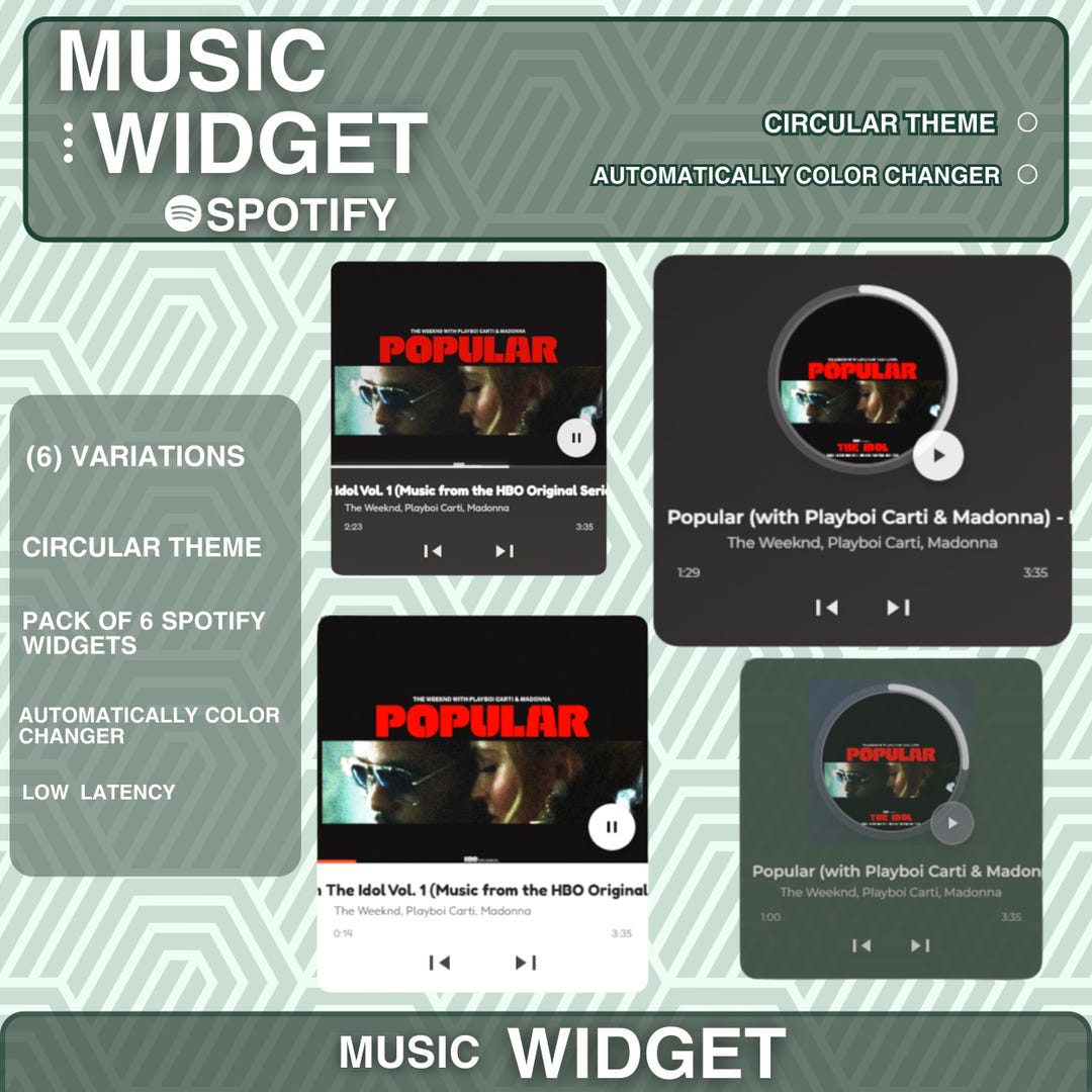 Spotify Widget - Circular Themed Spotify Music Widget Twitch /youtube ...