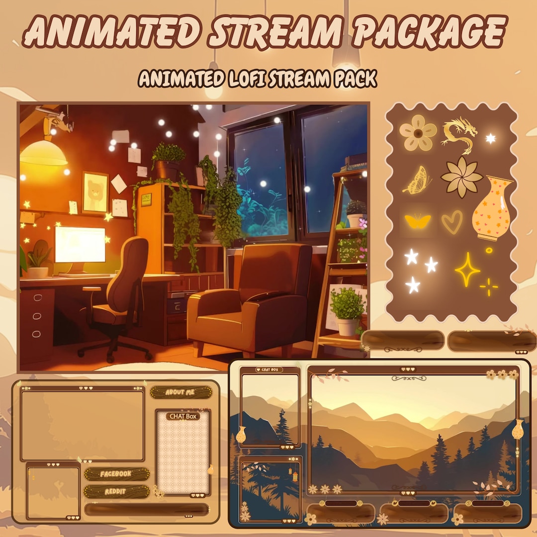 Animated Twitch Overlay, Lofi Animated Stream Package, Stream Package ...