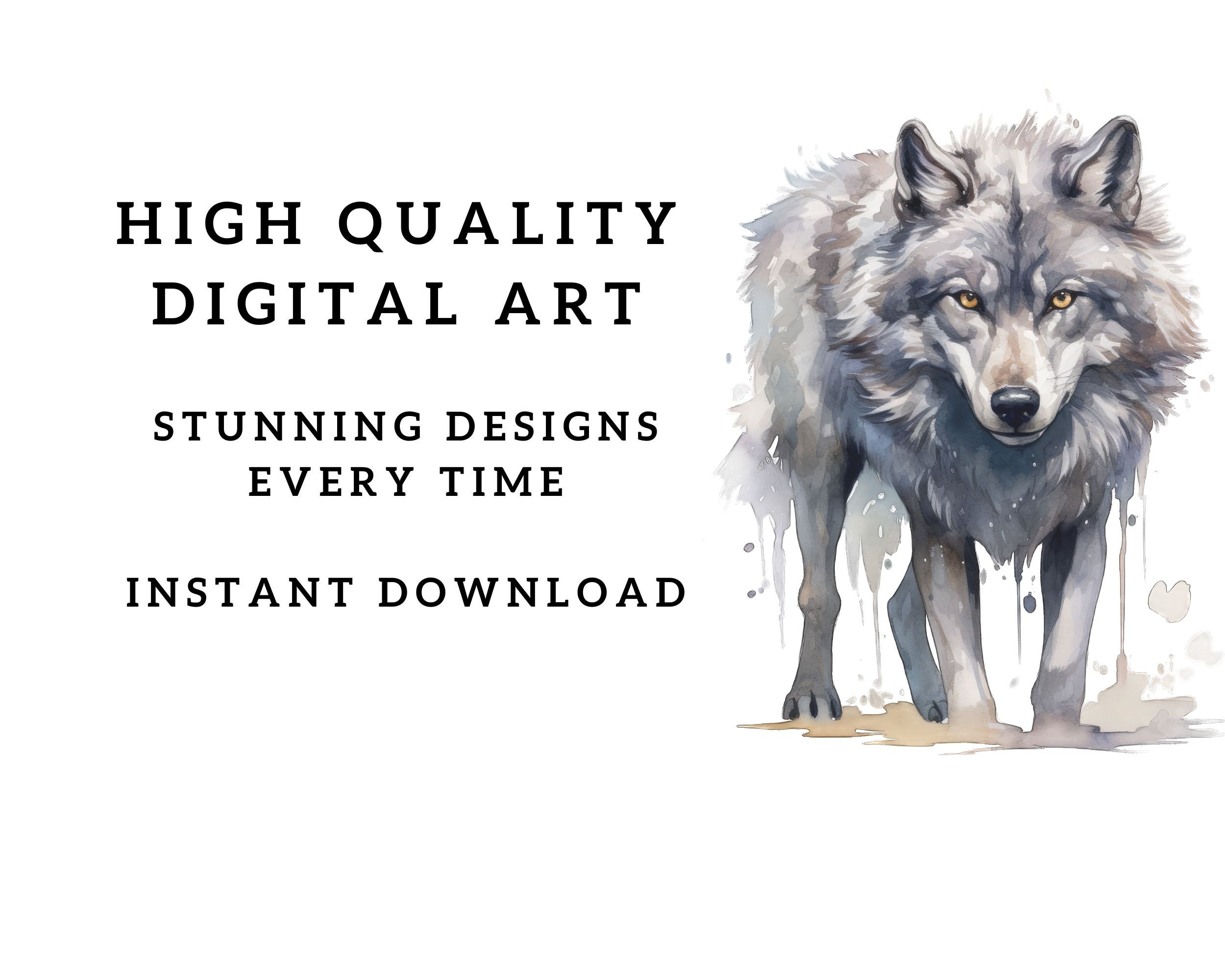 Watercolor Wolf Clip Art Wolf Art Illustrations Wolf - Etsy