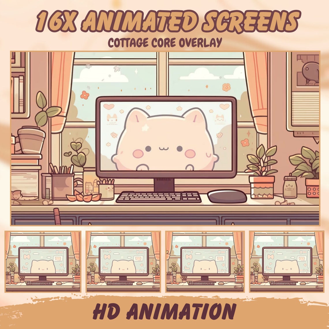 Cottage Core Vtuber Overlay, Stream Package, Twitch Package, Twitch ...