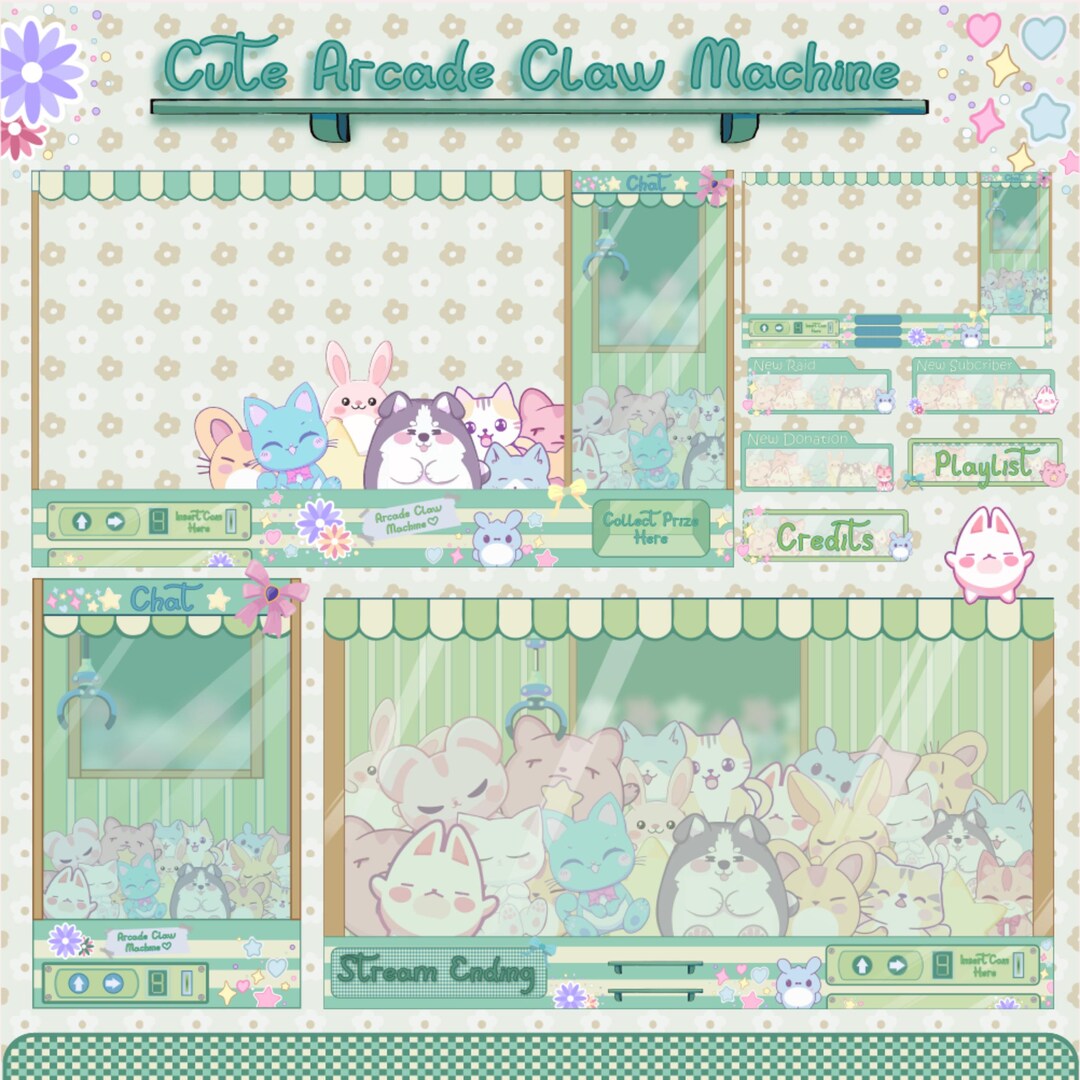 Twitch Overlays Claw Machine Stream Overlay Twitch Package Lofi Overlay ...