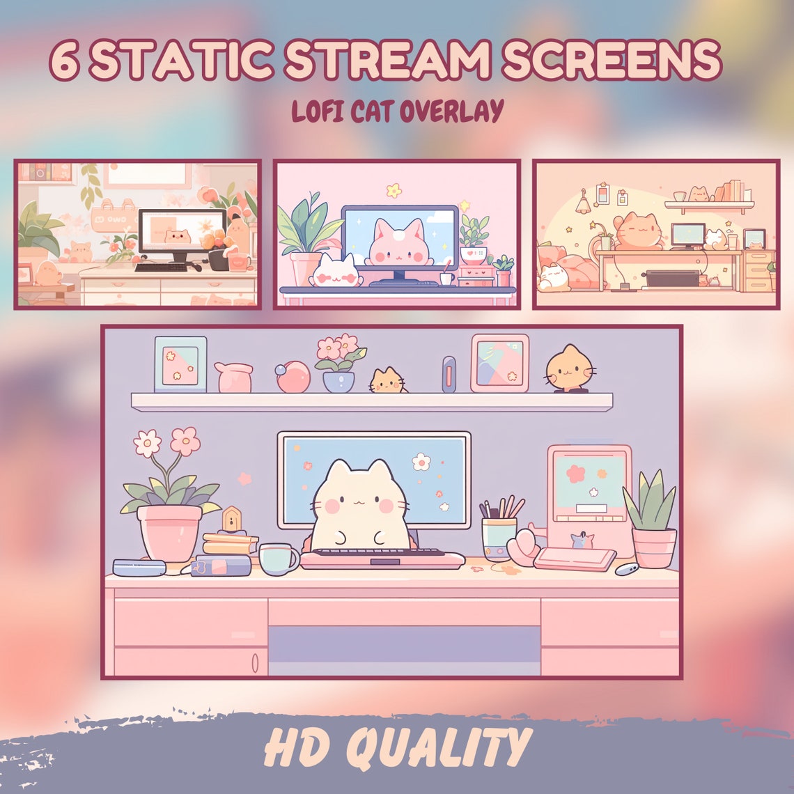 Lofi Aesthetic Stream Overlay Package, Lofi Stream Package, Stream ...