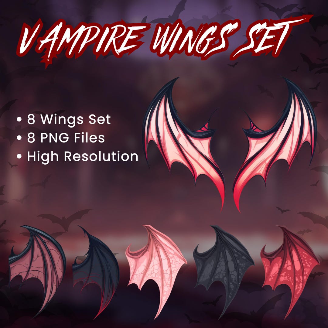 Vtuber Vampire Wings: Transparent Twitch Stream Asset (digital Download ...