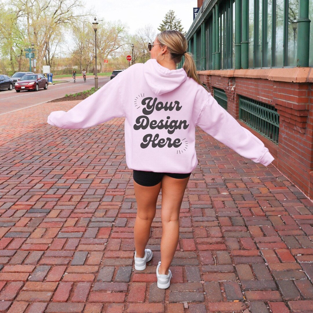 Gildan Hoodie Mockup Light Pink Back Gildan 18500 Mockup Light Pink ...