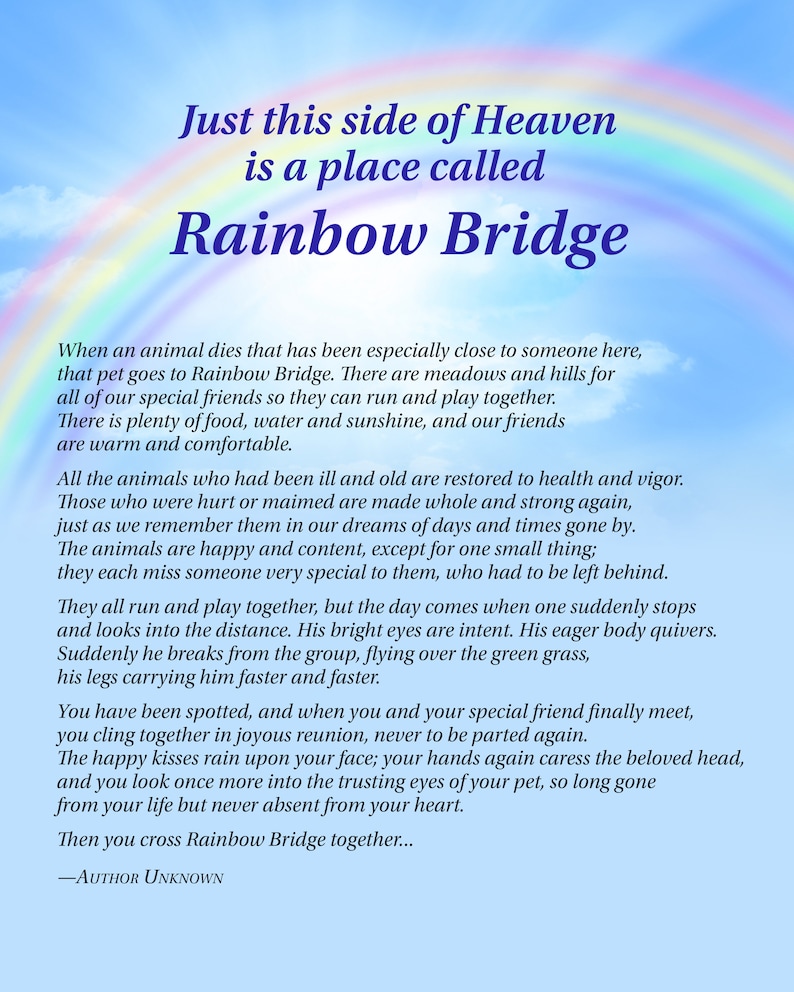 Rainbow Bridge Poem - 8 X 10 - Etsy