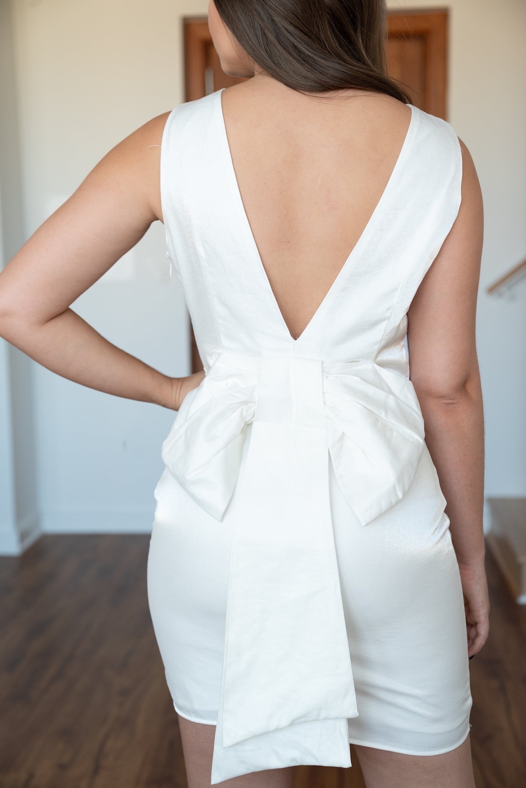 Pearl White Bow Dress for Bridal Shower, Engagement Photos ...