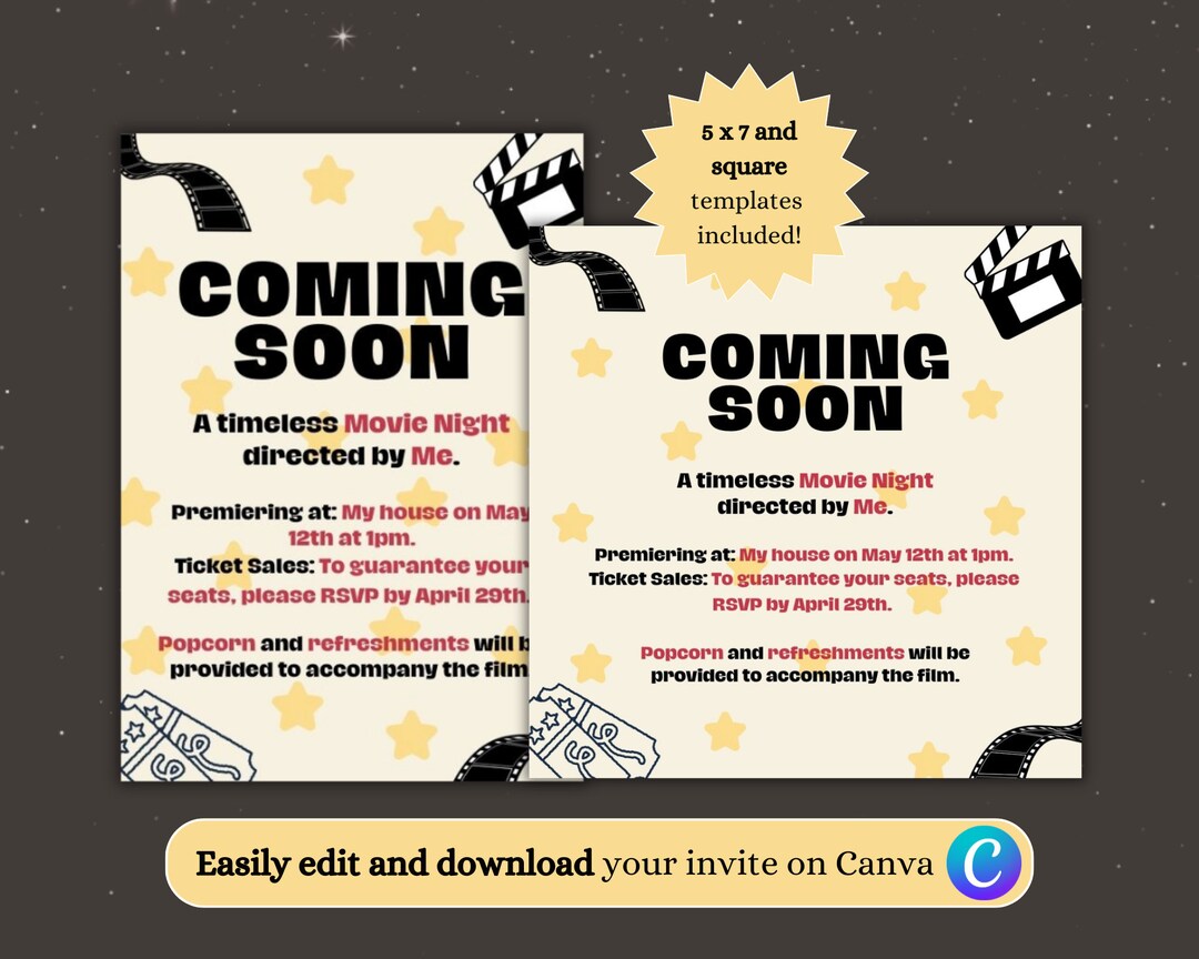 Movie Night Party Digital Invite | Customizable | Punny Party ...