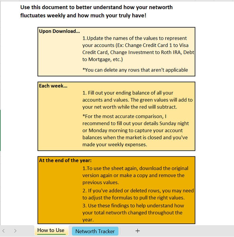 Networth Tracker | Easy Excel Template Download | Organize Your ...