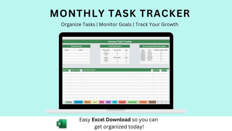 Task Tracker Excel Download Organize Personal and - Etsy