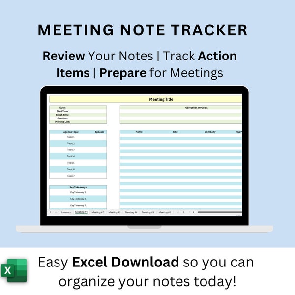 Meeting and Action Tracker - Etsy