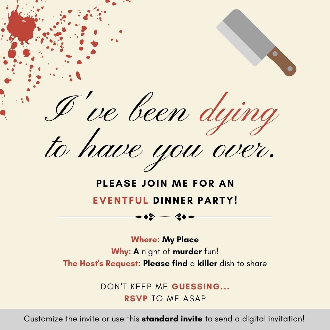 Murder Mystery Dinner Party Digital Invite Customizable Punny Party ...