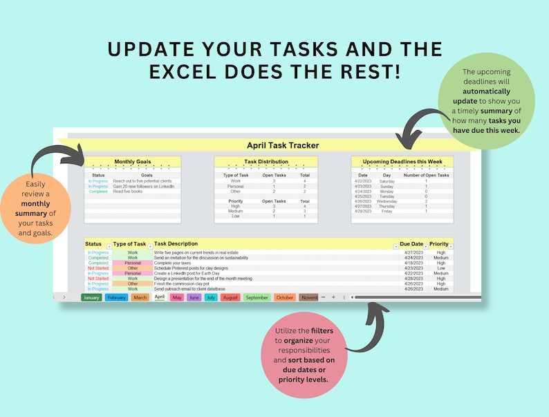 Task Tracker Excel Download | Organize Personal and Professional Tasks ...