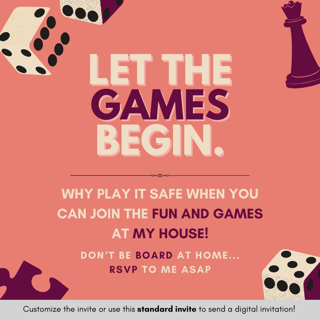Game Night Party Digital Invite | Customizable | Punny Party Invitation ...