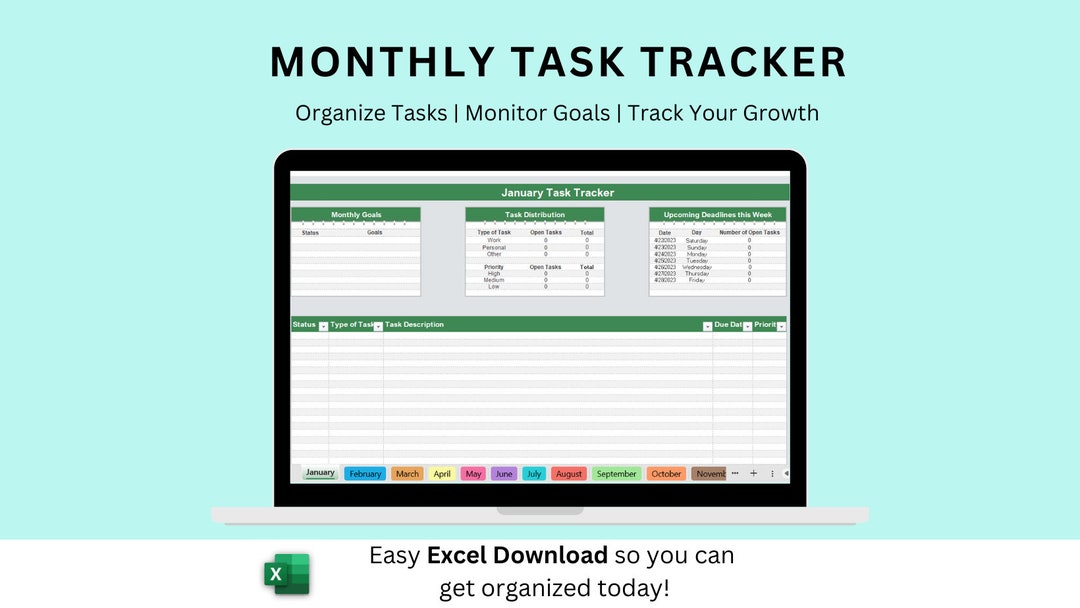Task Tracker Excel Download Organize Personal and - Etsy