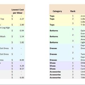 Closet Audit | Excel Template Digital Download | Track Your Closet ...