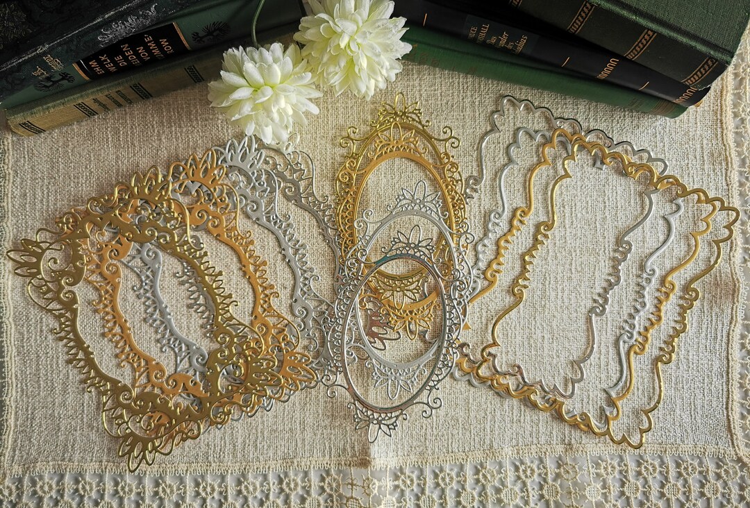 Die Cut Vintage Frame Scrapbooking Junk Journal Card Topper Matt Shiny ...