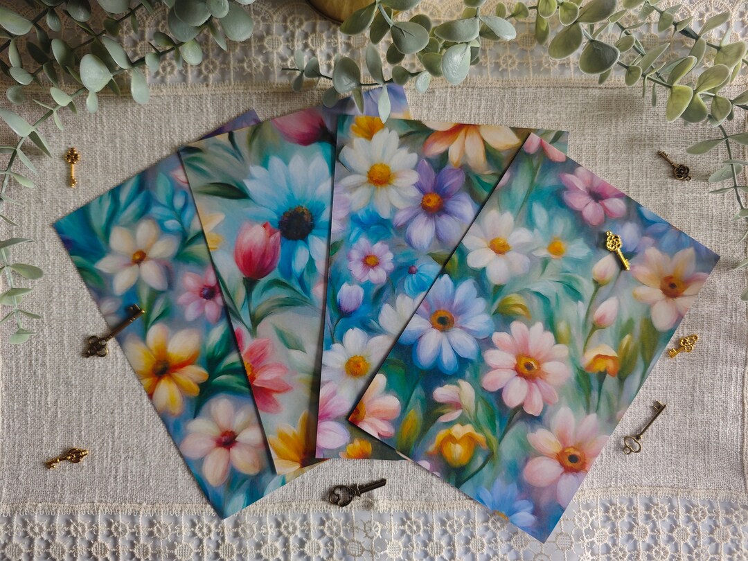 Washi Sticker Paper Large Colorful Flowers Vintage Background ...