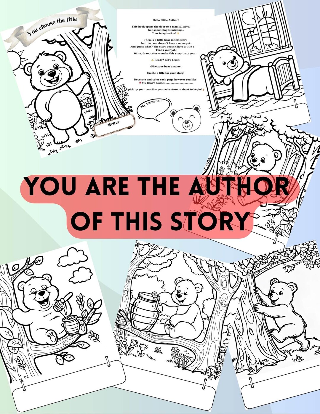 My Little Bear Story – A Write & Color Adventure - Etsy