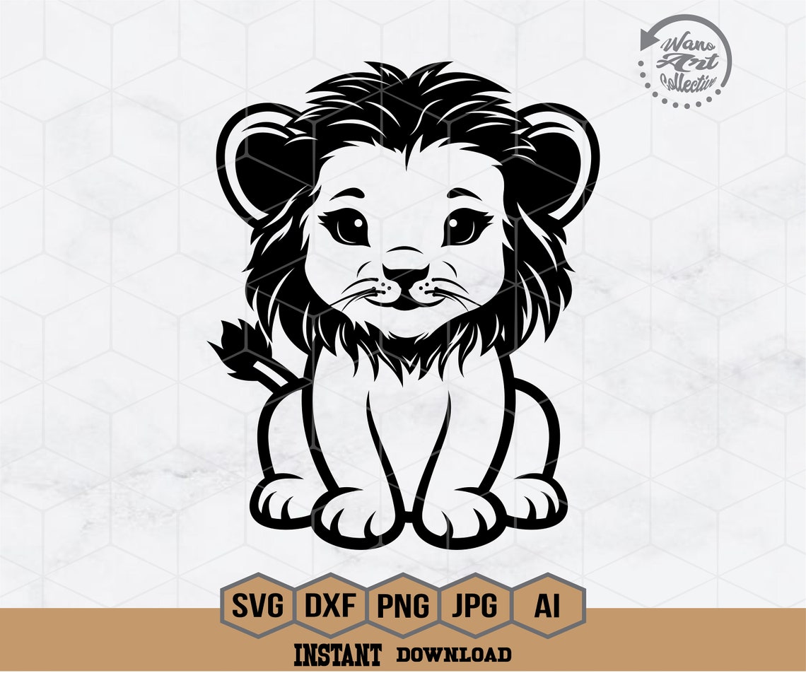 Lion Svg Cute Lion Sitting Svg Png Baby Lion Svg Cute - Etsy