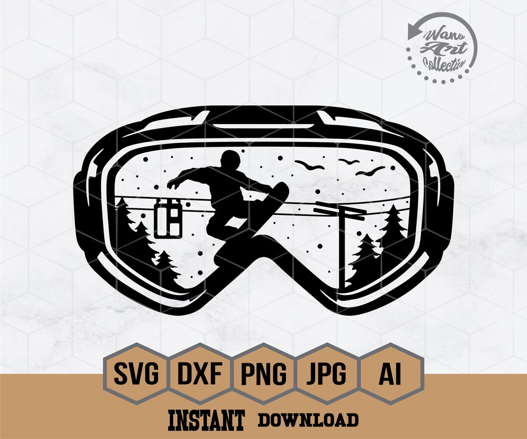Snow Goggle Svg | Snowboarding Scene Svg | Mountain Scene Cut File ...
