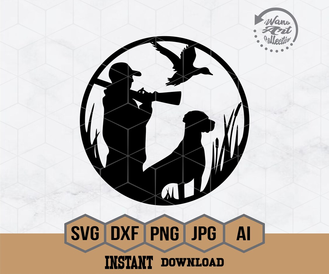 Dog Hunting Duck Svg | Duck Hunting Svg | Hunting Scene Svg | Dog ...