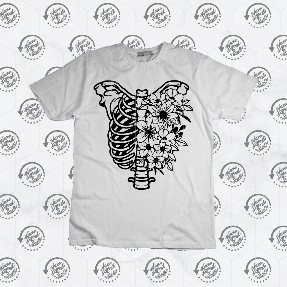 Rib Cage Floral Svg Ribcage Flowers Svg File Skeleton Flower Svg ...