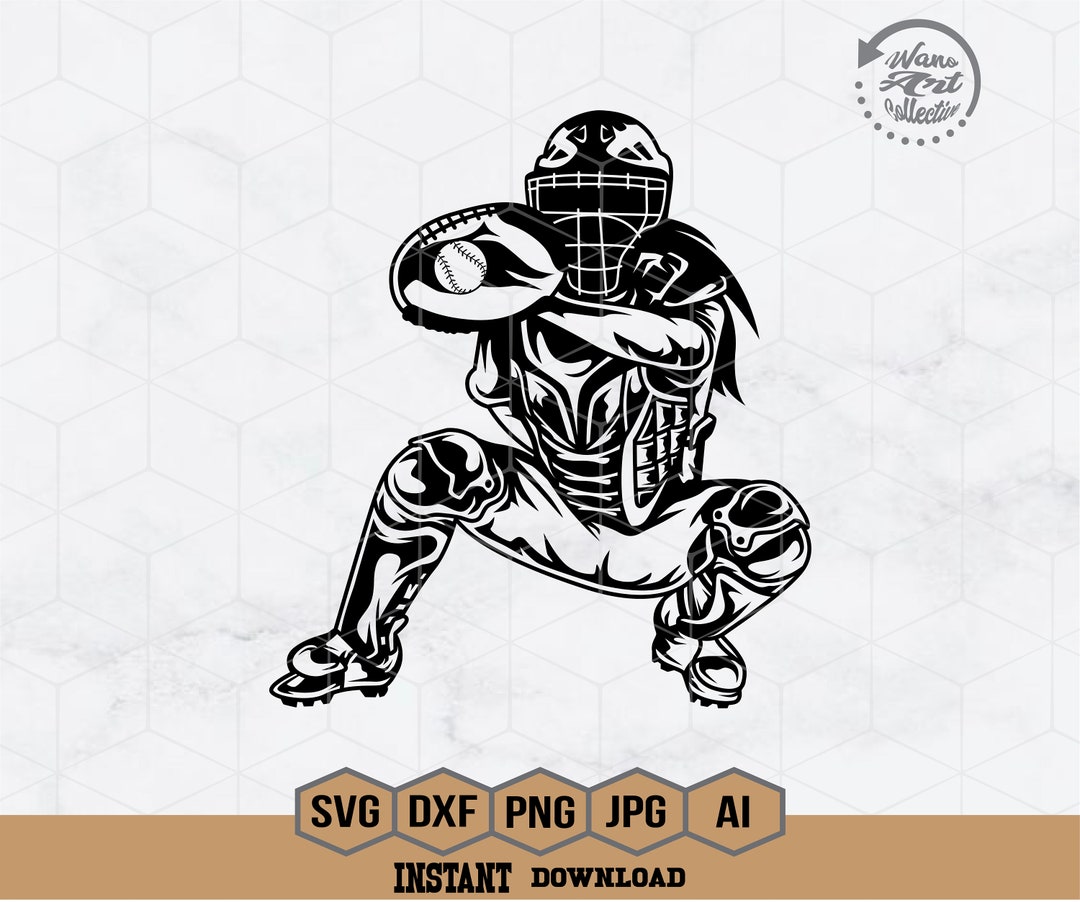 Softball Svg | Softball Player Svg | Catcher Stencil | Sports Mom ...