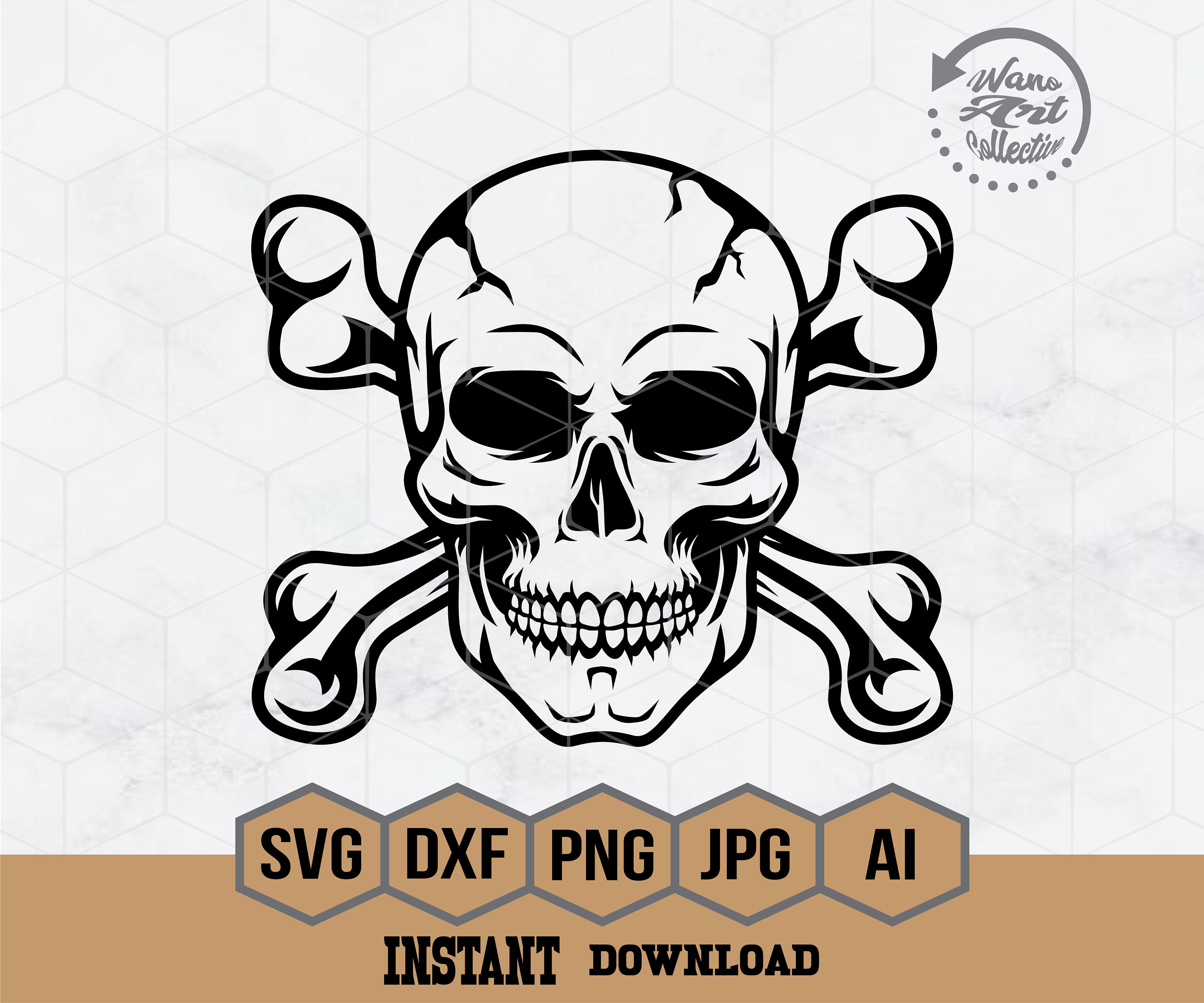 Skull With Crossed Bones Svg Skull and Bones Svg Skull Svg - Etsy