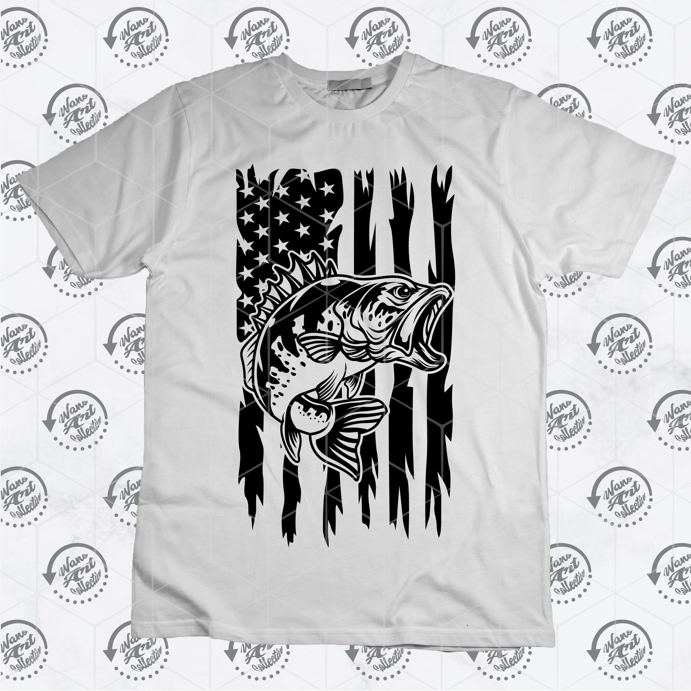 US Bass Fishing Svg | USA Bass Fish Svg | US Flag Bass Fish | Us Bass ...