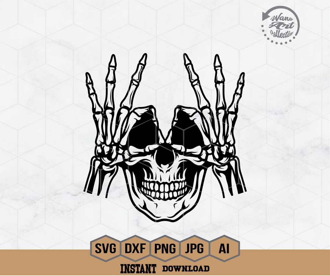 Skull With Okay Hand Sign Svg | Cool Skull Svg | Skeleton Hand Svg ...