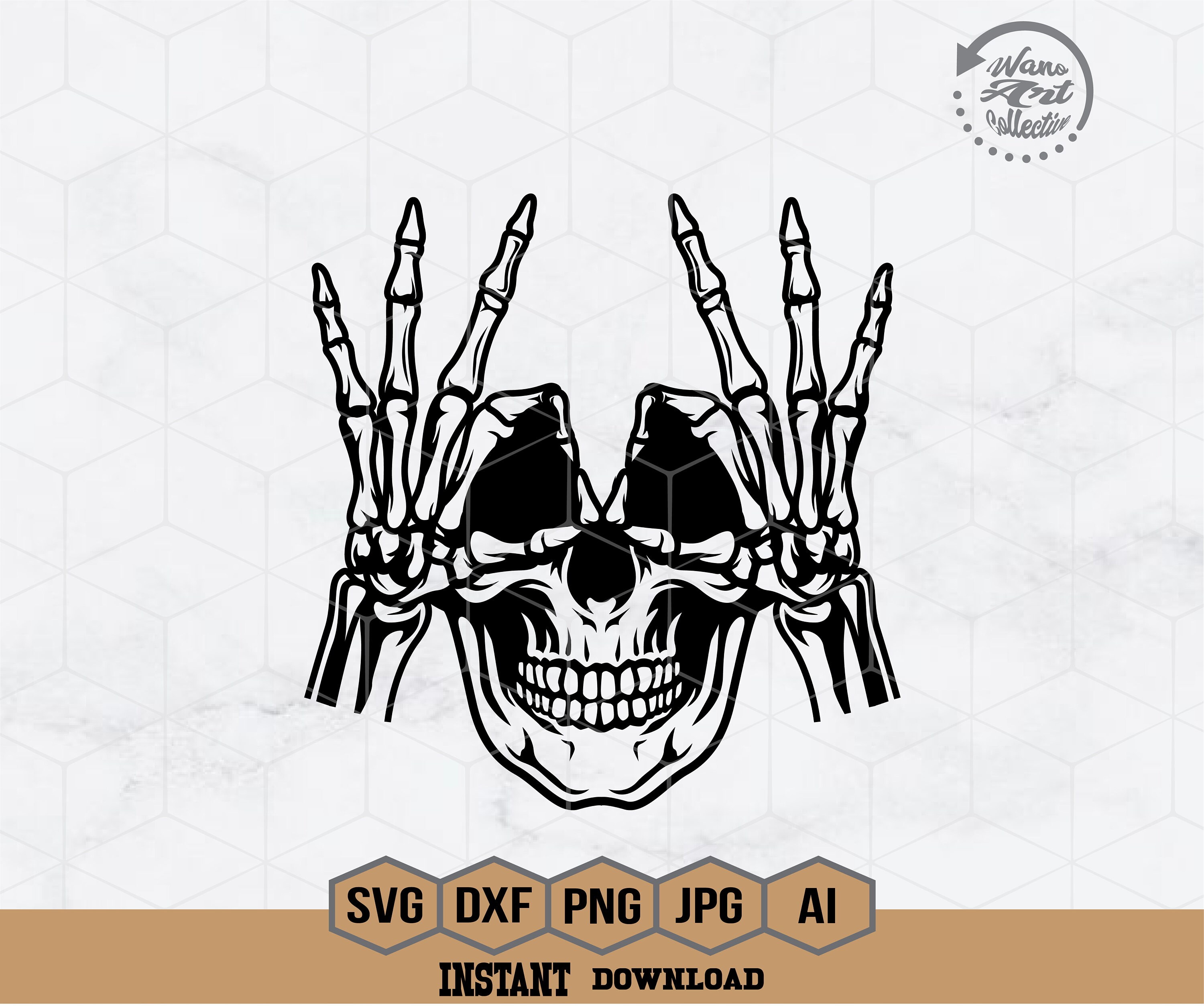 Skull With Okay Hand Sign Svg Cool Skull Svg Skeleton Hand - Etsy