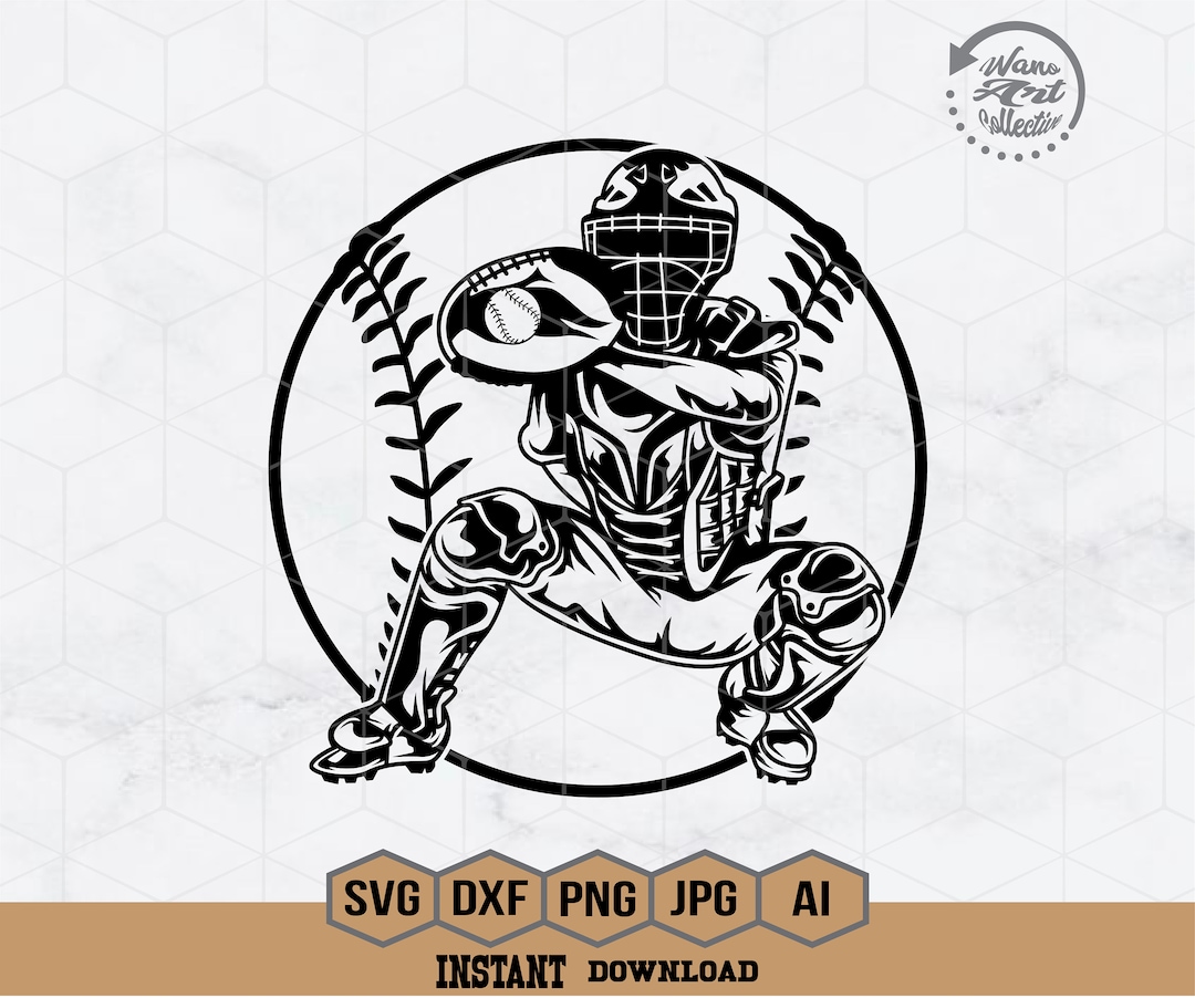 Baseball Player Svg | Baseball Catcher Svg | Baseball Svg | Ball ...