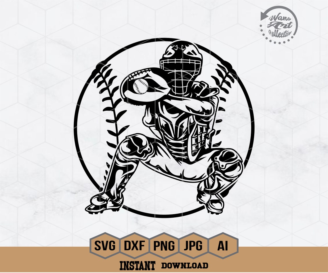 Baseball Player Svg Baseball Catcher Svg Baseball Svg Ball Catcher Svg ...