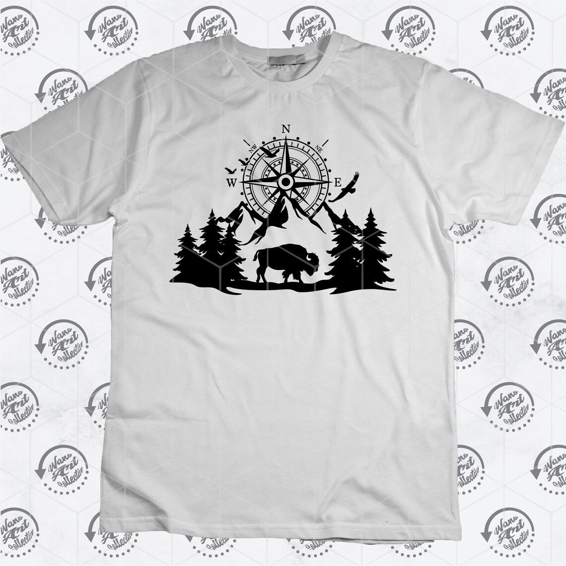 Bison SVG Mountain Scene SVG Bison Png Buffalo Svg Compass SVG Wild ...