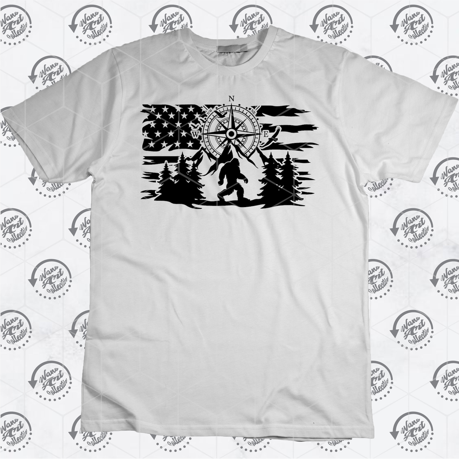 US Bigfoot Svg | Bigfoot Scene Svg | Mountain Scene Svg | Compass Svg ...