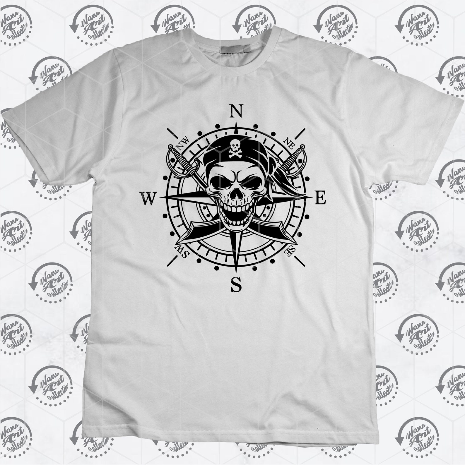 Pirate Skull Compass Compass Svg Skull Compass Svg Nautical Compass Svg ...