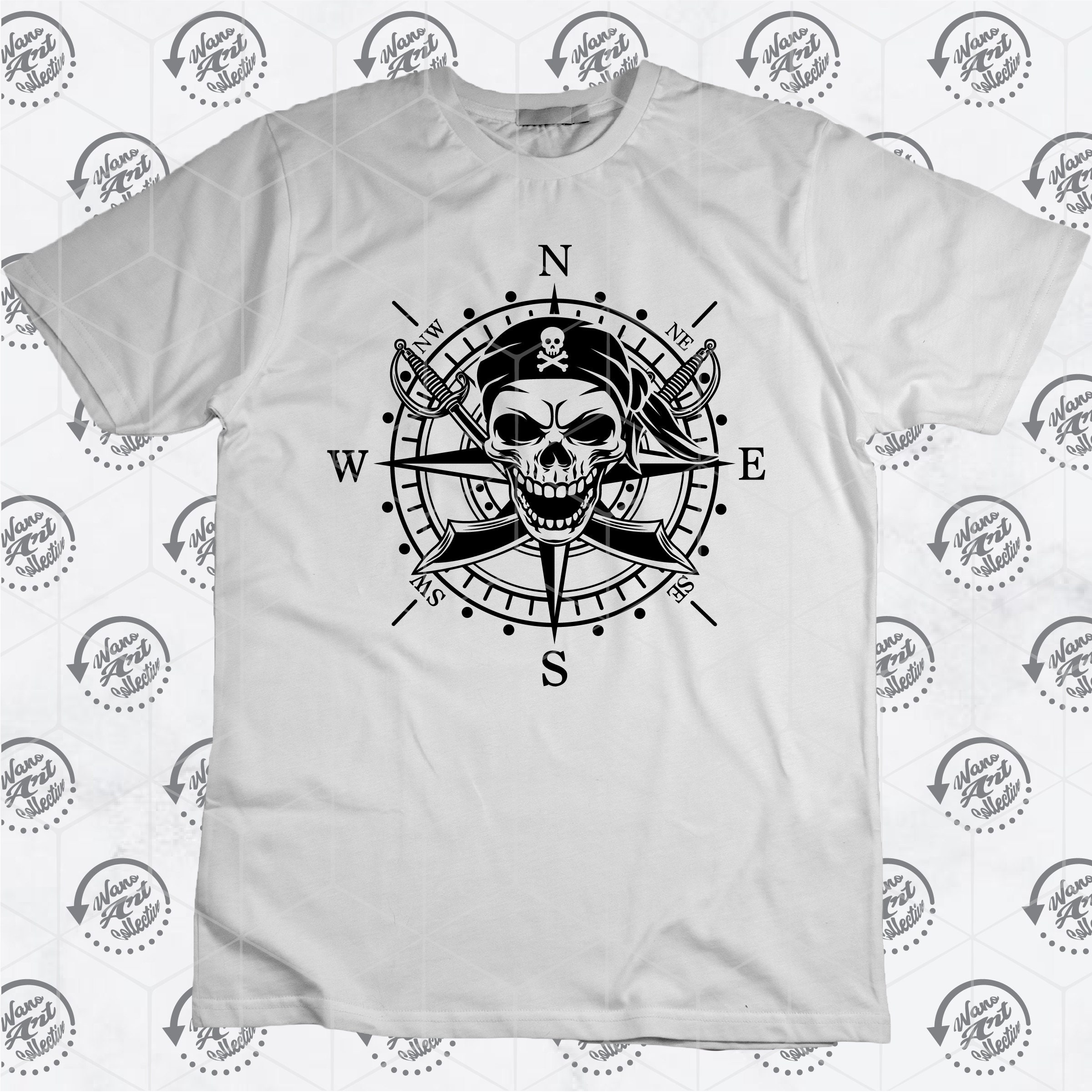 Pirate Skull Compass Compass Svg Skull Compass Svg Nautical Compass Svg ...