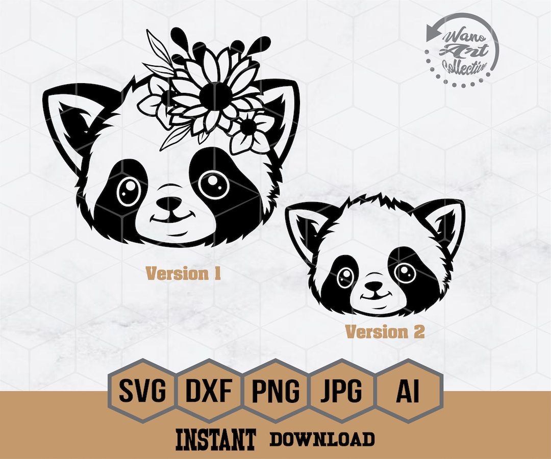 Floral Red Panda Svg | Red Panda Svg | Cute Animal Svg | Cute Baby ...