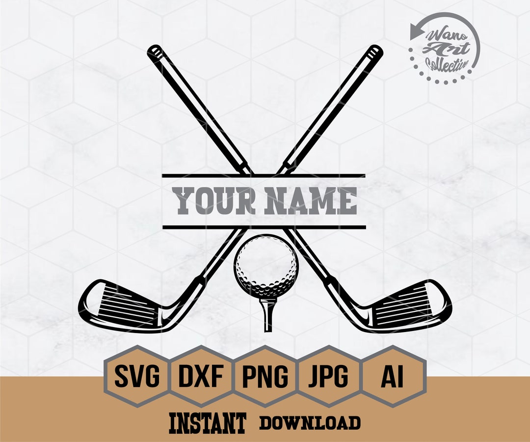 Golf Svg, Crossed Golf Clubs Svg, Golf Tee Svg, Golf Name Frame Svg ...