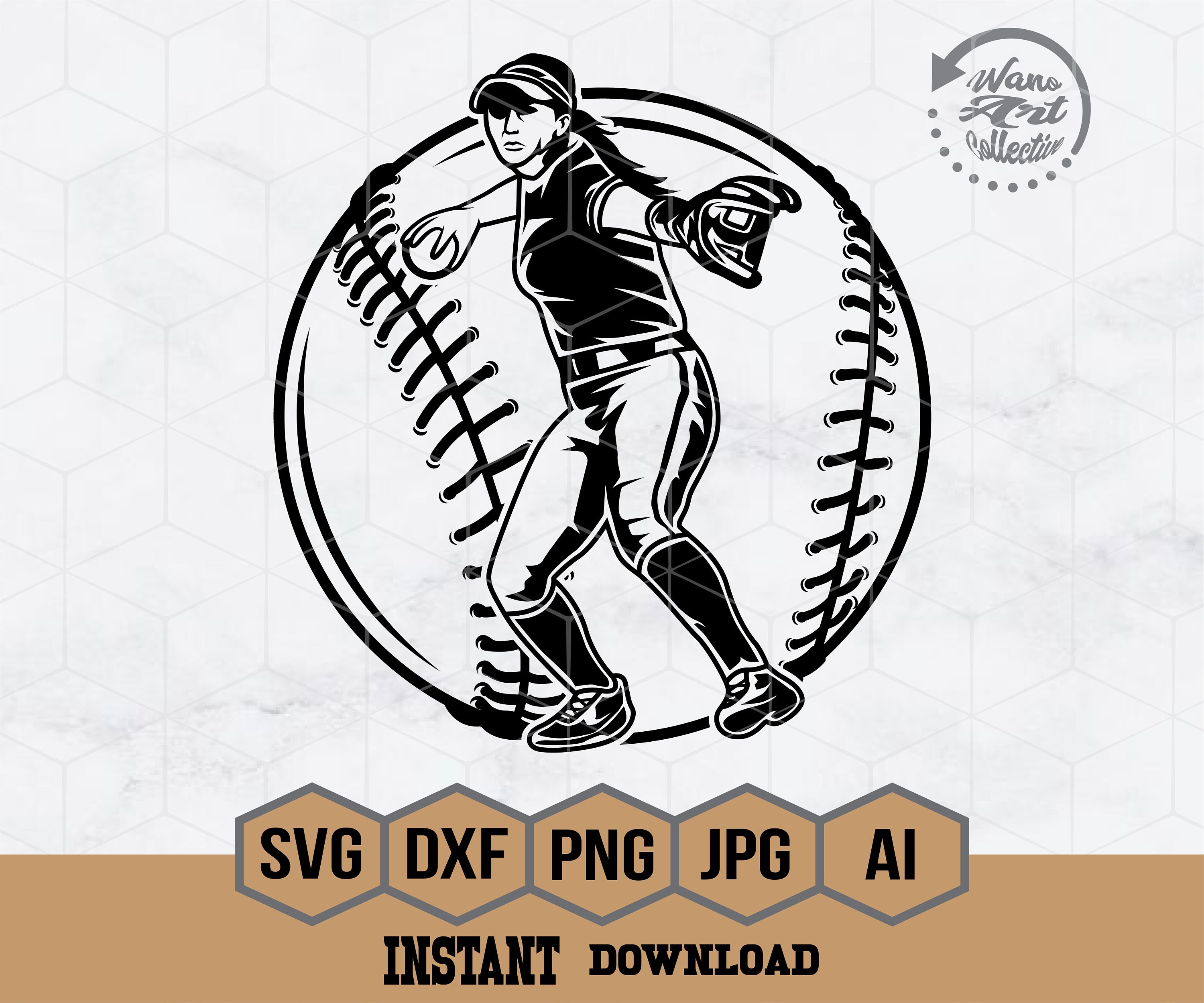 Softball Svg Softball Player Svg Pitcher Stencil Sports Mom Cutfile ...